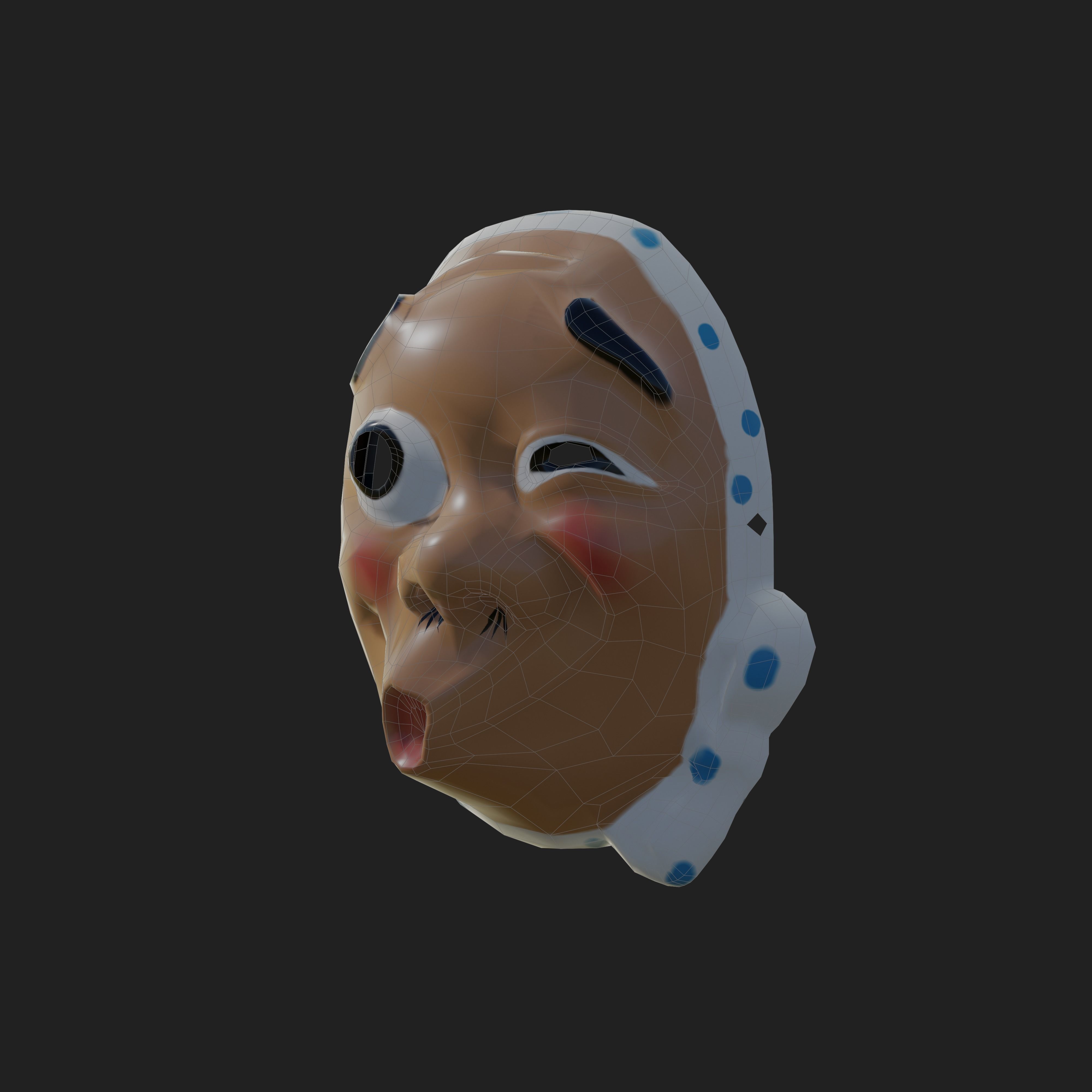3D model Hyottoko Mask Noh Theatre Mask Japanese Highpoly Midpoly ...