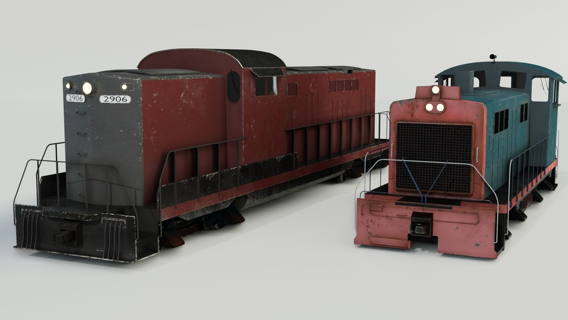 3D Model Collection Two diesel locomotive 3D models VR / AR / low-poly ...