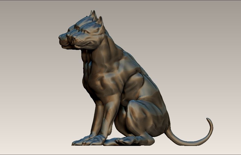 Sitting Cerberus pitbull model 3D model 3D printable | CGTrader