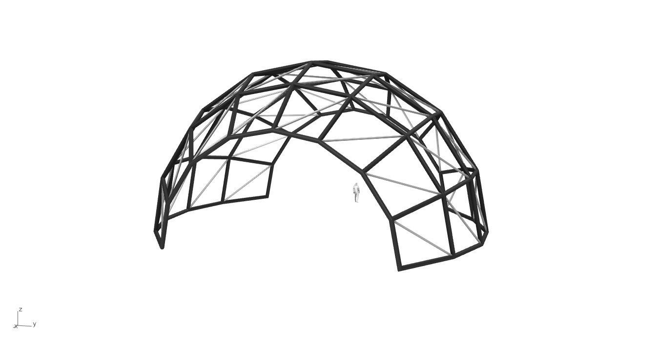 Dome with diagonals wireframe Structure 3D model | CGTrader