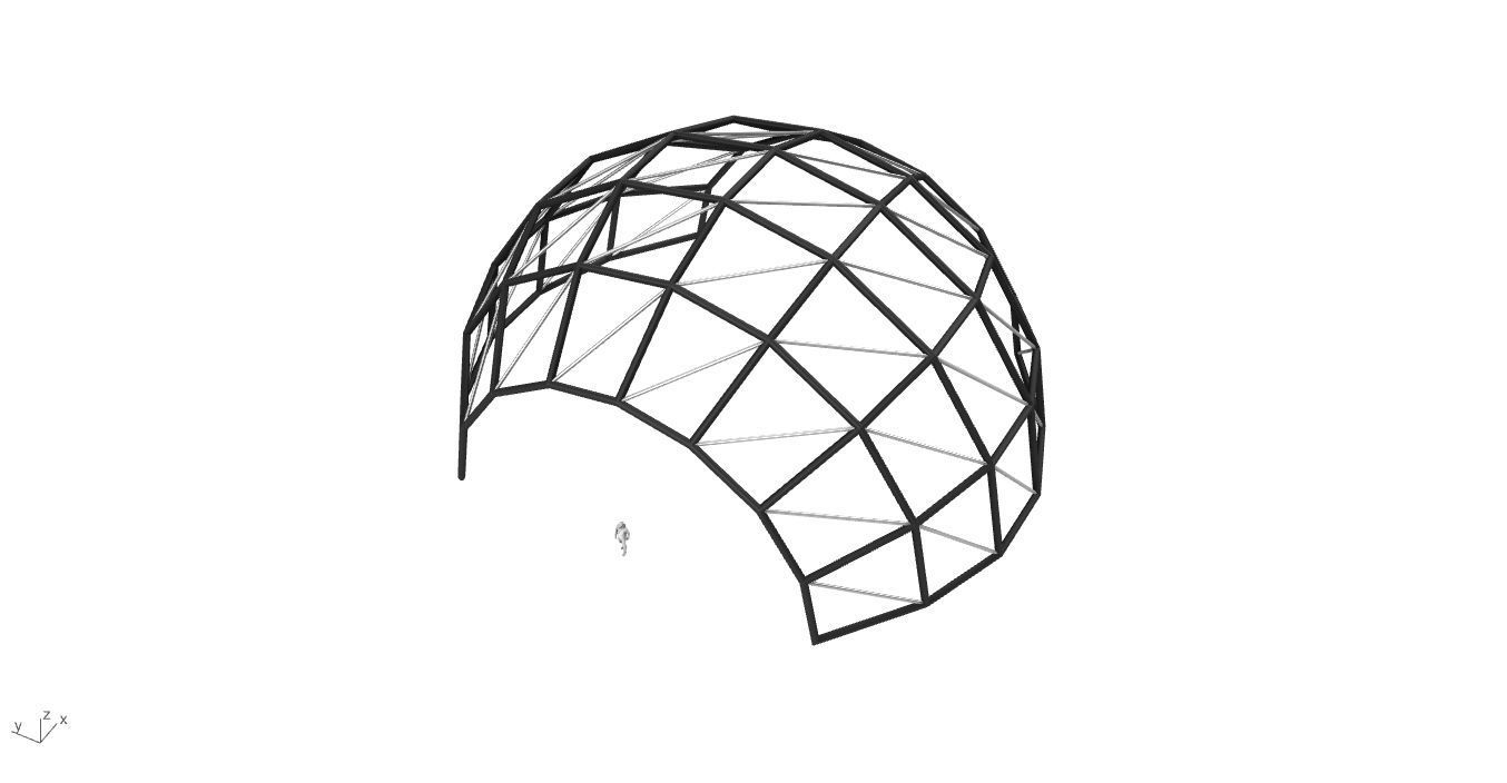 Dome with diagonals wireframe Structure 3D model | CGTrader