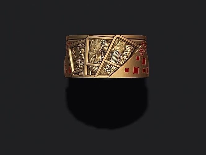 Pair of diamonds playing cards ring 3D model 3D printable | CGTrader