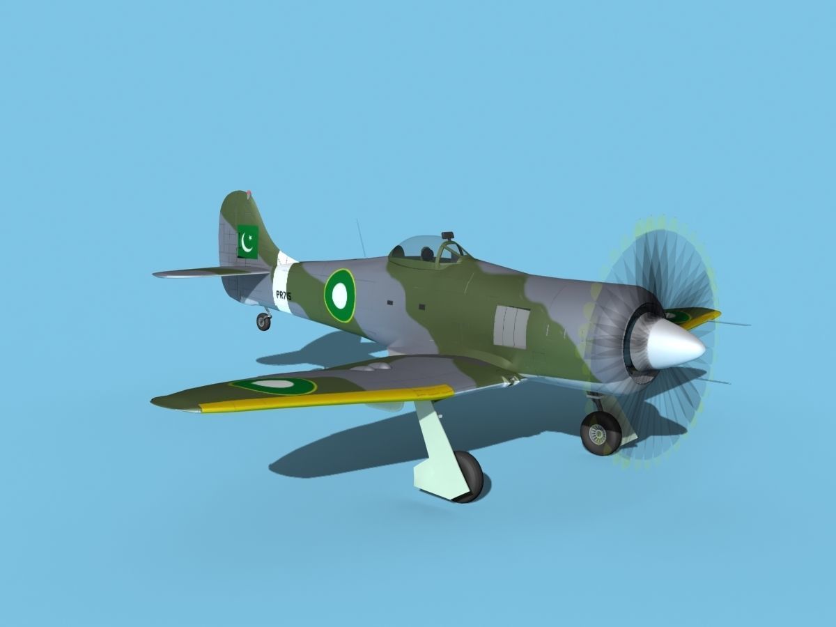 Hawker Tempest MKII PAF 3D model animated rigged | CGTrader