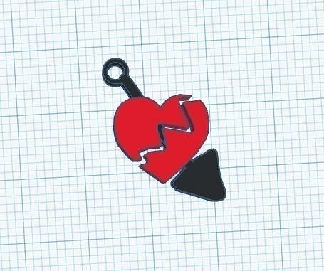 Broken Heart Keychain 3D model 3D printable | CGTrader