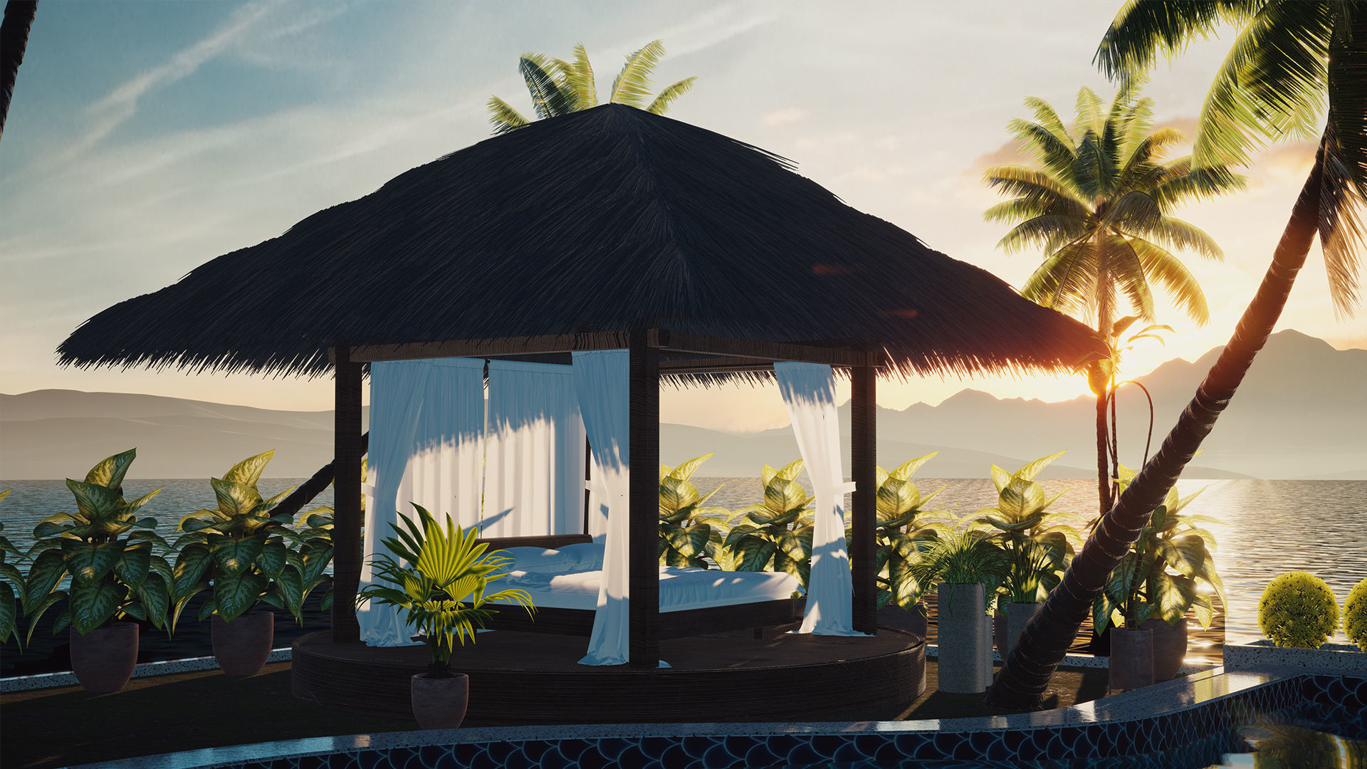 Exterior Beach Resort Scene File 3D model | CGTrader