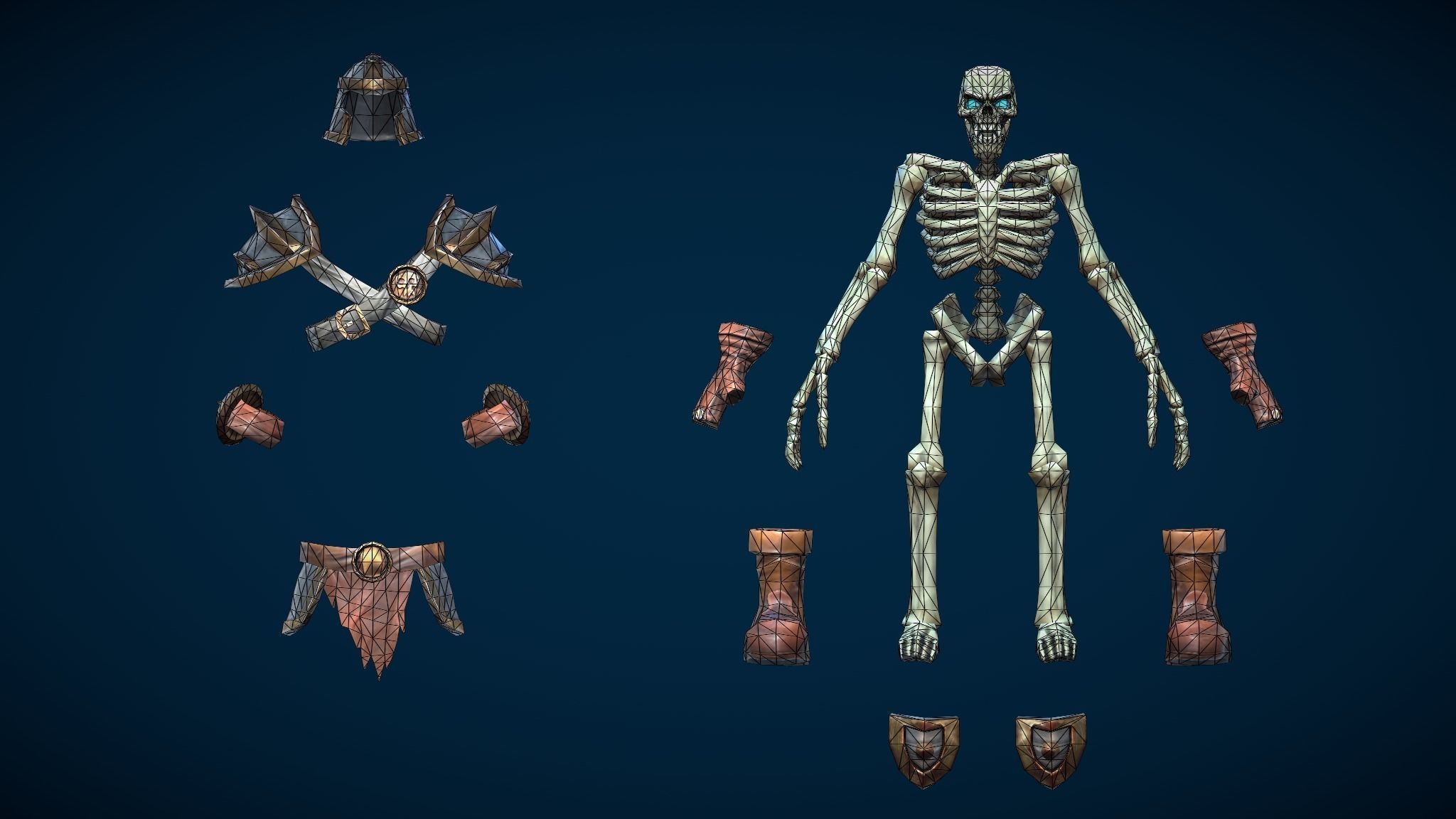 3D model Skeleton Warrior With Two-Handed Axe VR / AR / low-poly rigged ...