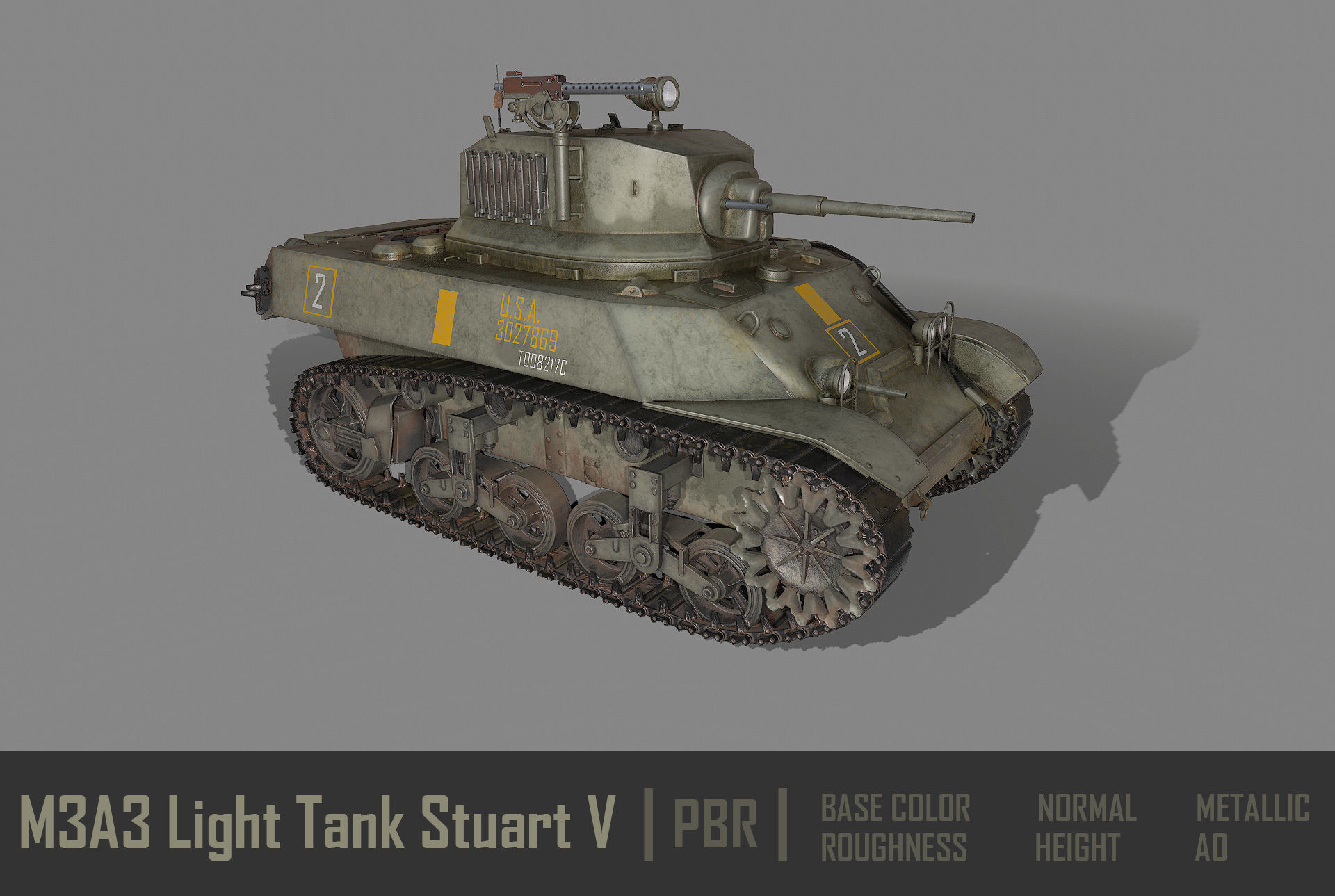 3D model M3A3 Light Tank Stuart V PBR VR / AR / low-poly | CGTrader