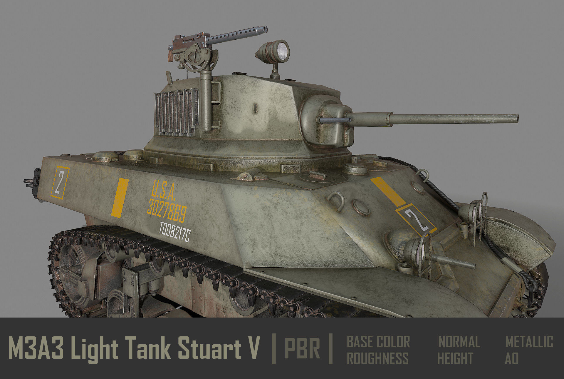 3D model M3A3 Light Tank Stuart V PBR VR / AR / low-poly | CGTrader