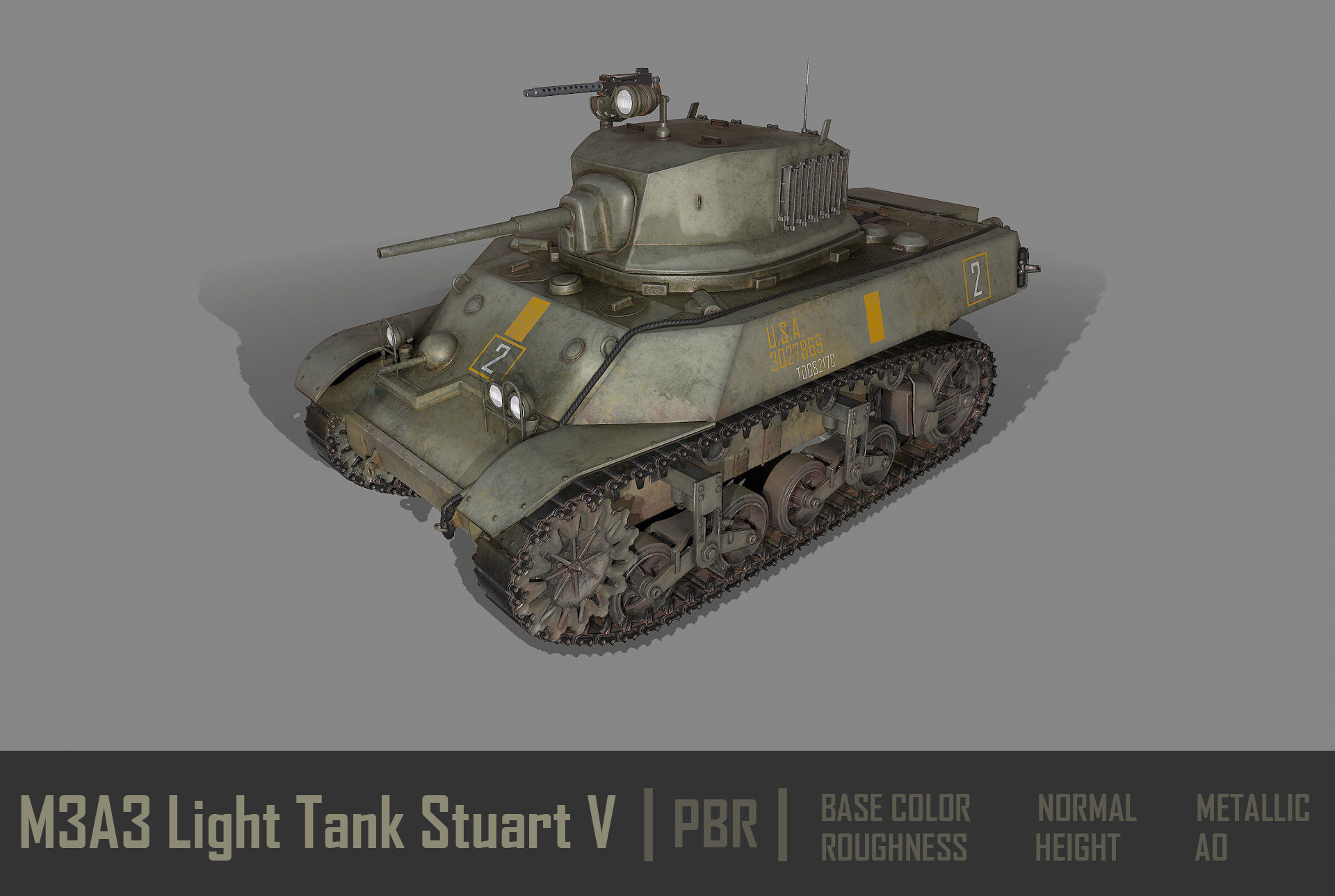 3D model M3A3 Light Tank Stuart V PBR VR / AR / low-poly | CGTrader