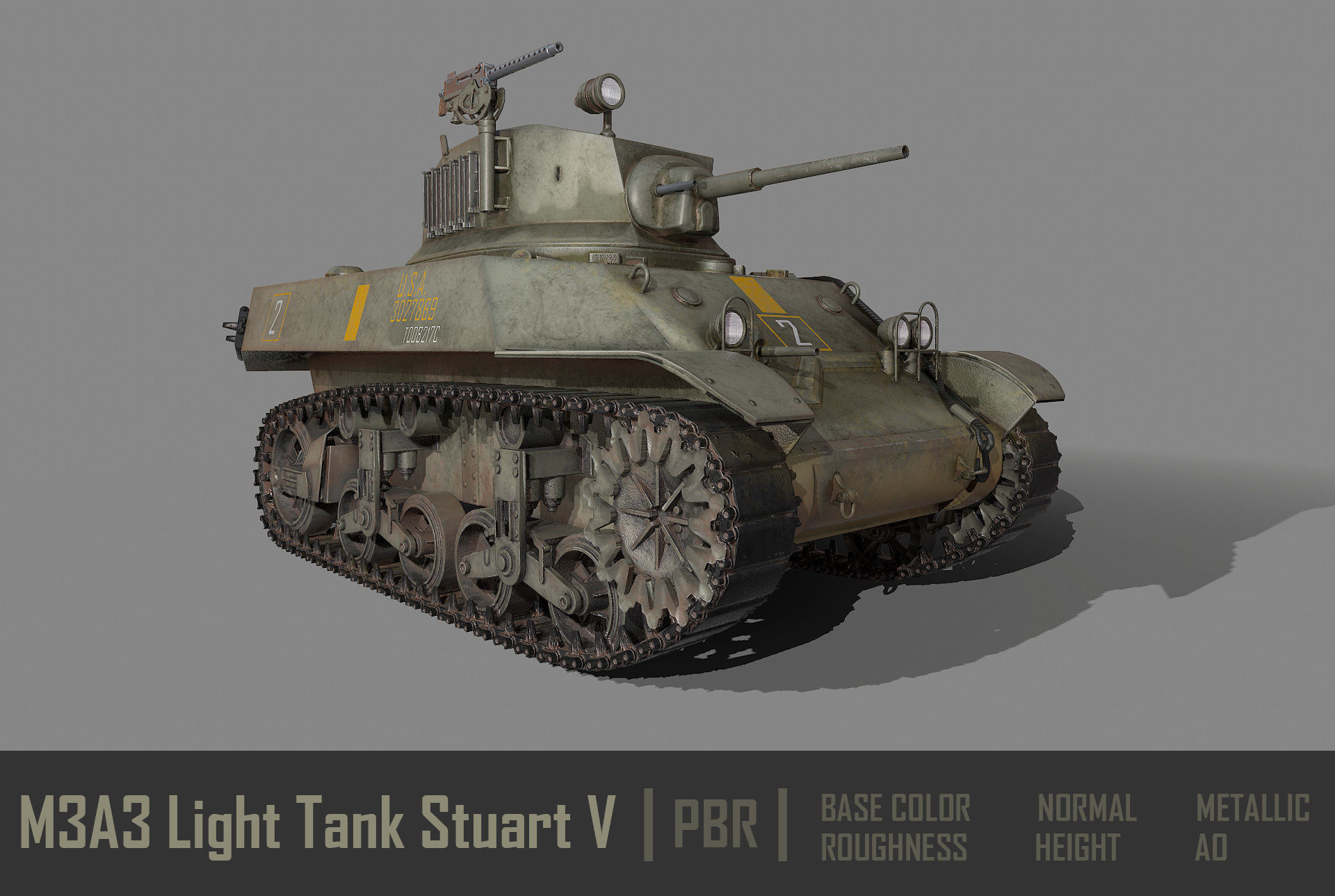 3D model M3A3 Light Tank Stuart V PBR VR / AR / low-poly | CGTrader