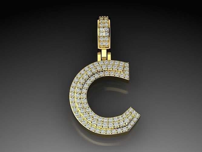 Diamond Alphabet Pendant Letter C 3D model 3D printable | CGTrader