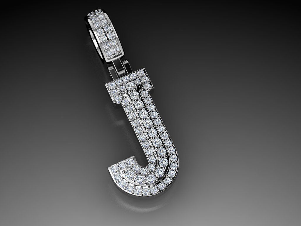 Diamond Alphabet Pendant Letter J 3D model 3D printable | CGTrader