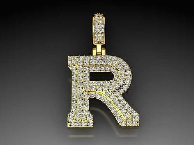 Diamond Alphabet Pendant Letter R 3D model 3D printable | CGTrader