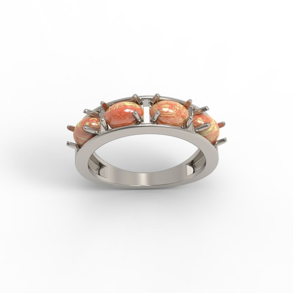 Women ring with cabochons 3dm stl vintage 3D model 3D printable | CGTrader