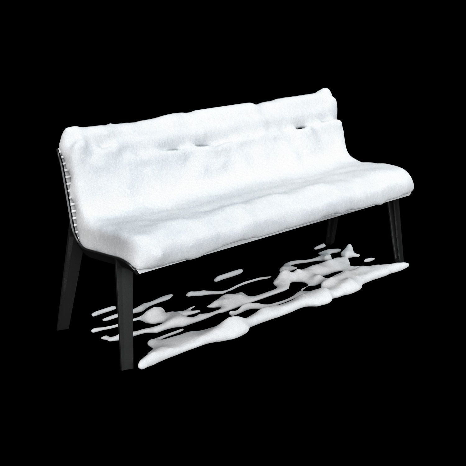 Mmcite Emau Park bench with backrest under the snow 3D model | CGTrader