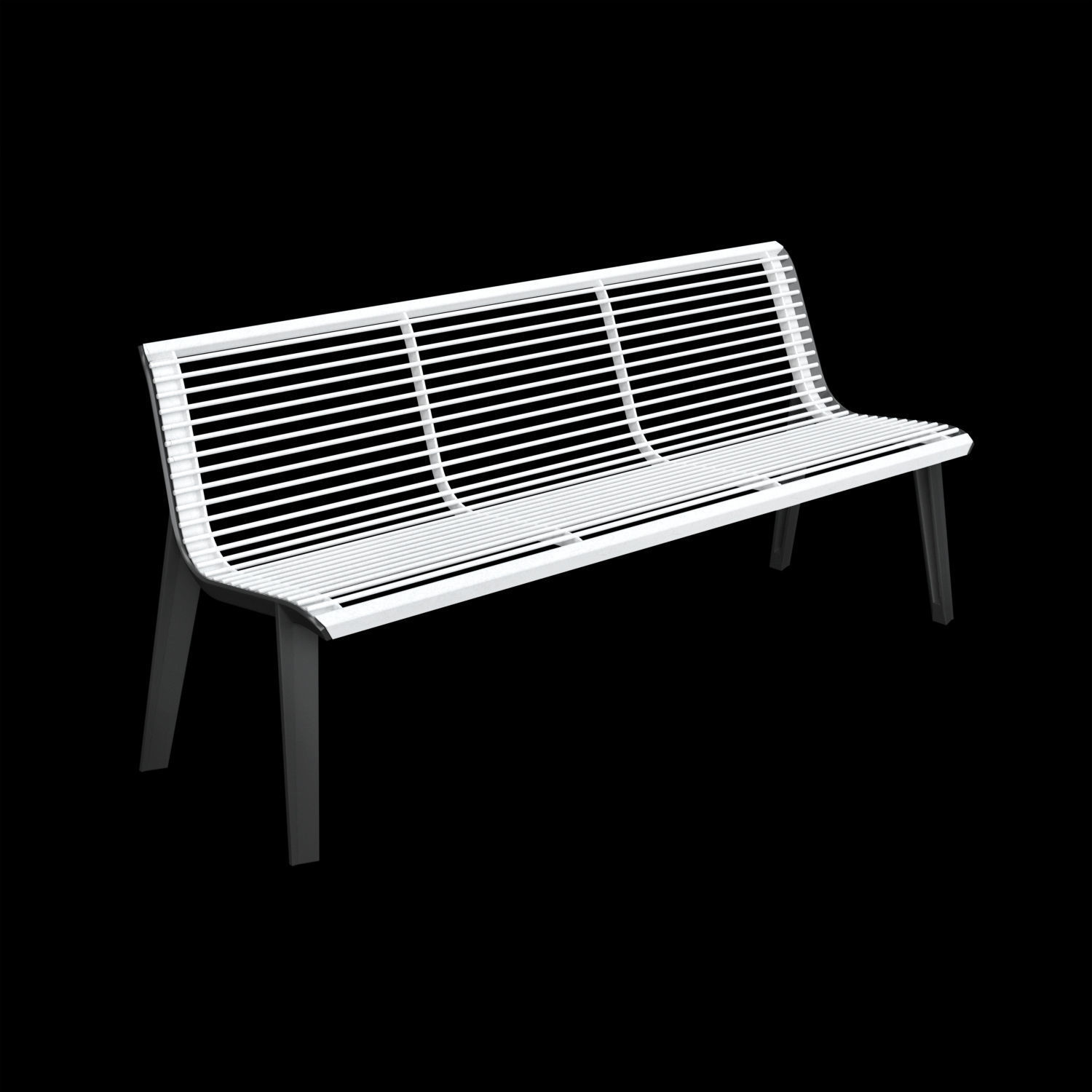 Mmcite Emau Park bench with backrest under the snow 3D model | CGTrader