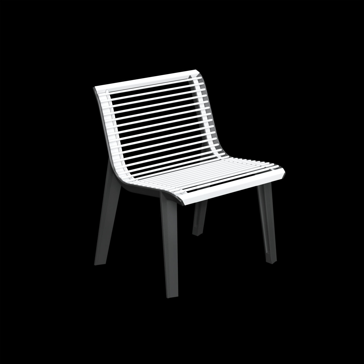 Mmcite Emau Park bench with backrest under the snow 3D model | CGTrader