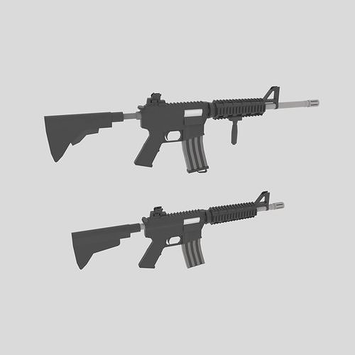 3D model 2 M4 Carbine -Unique Style-Rigged Game Ready VR / AR / low ...