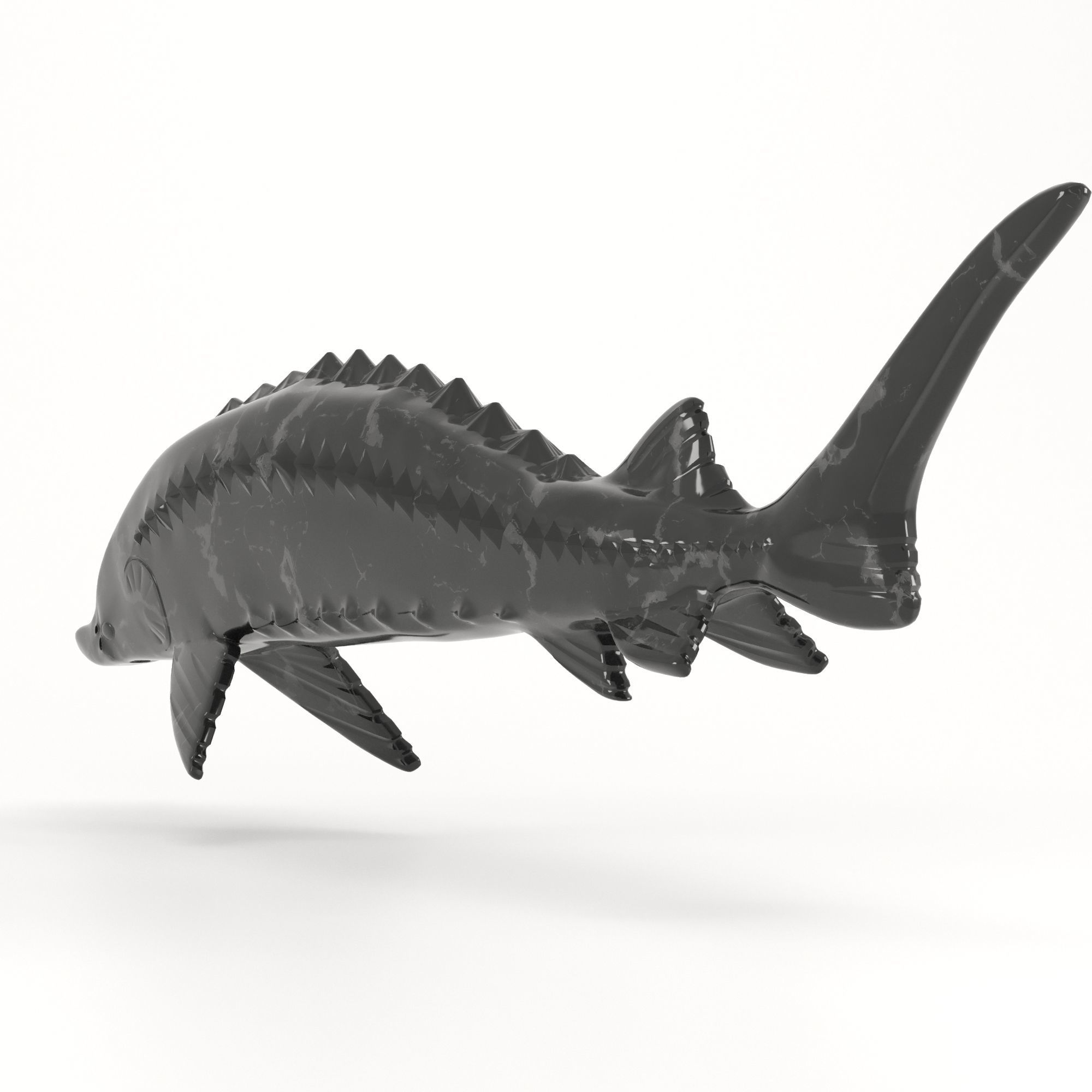 Black marble sturgeon sculpture 3D model | CGTrader