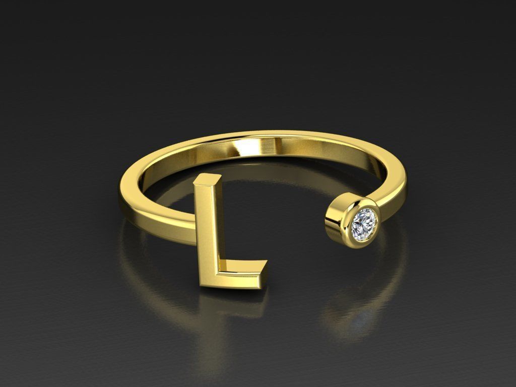 Solid Alphabet Jewelry Rings Letter L 3D model 3D printable | CGTrader