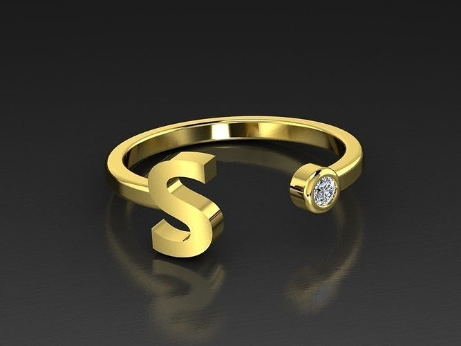 Solid Alphabet Jewelry Rings Letter S 3D model 3D printable | CGTrader