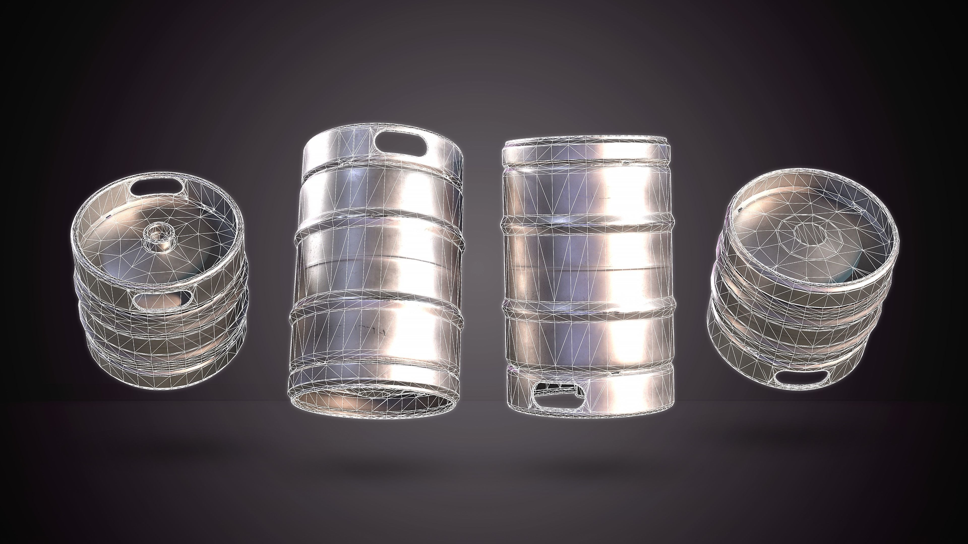 3D model Beer Keg with Stackers - PBR Game Ready - VR / AR / low-poly ...