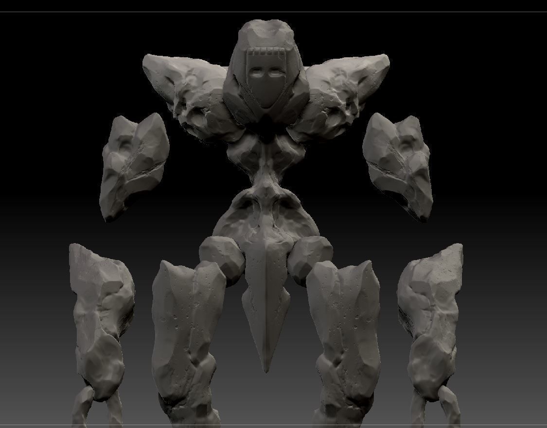 Stone Golem with golden mask 3D model | CGTrader