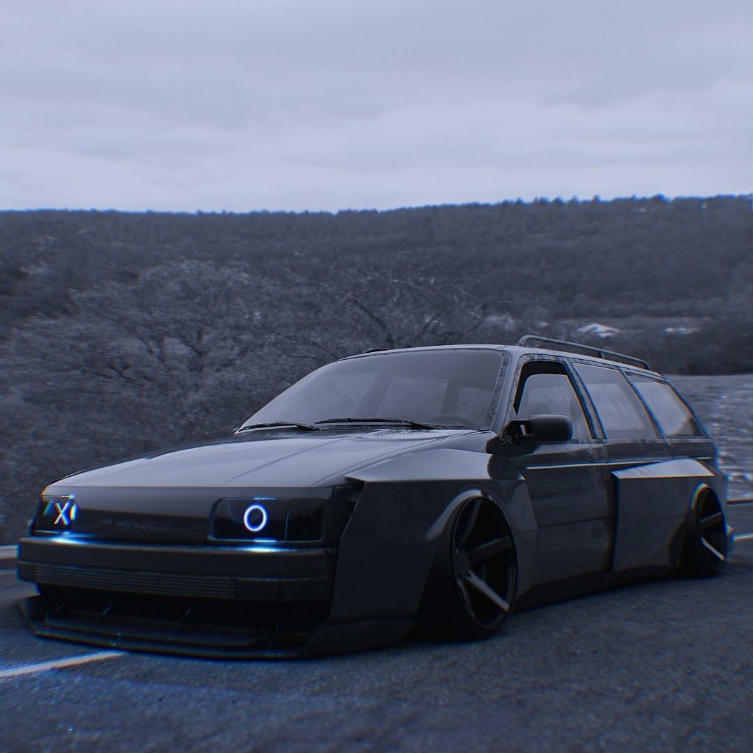 Tuning old car passat b3 1990 3D model rigged | CGTrader