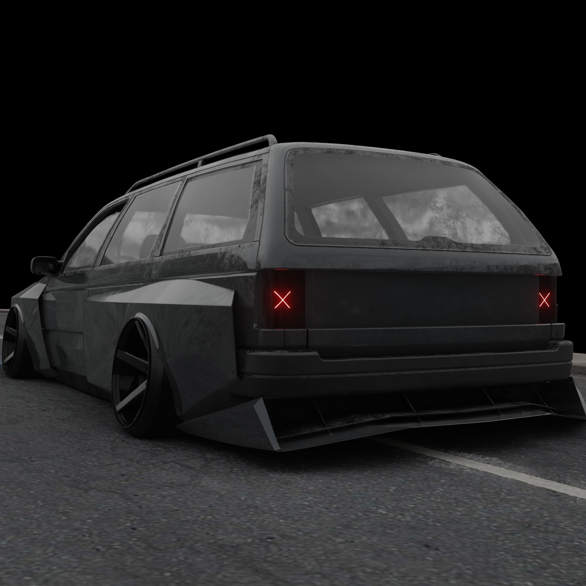 Tuning old car passat b3 1990 3D model rigged | CGTrader