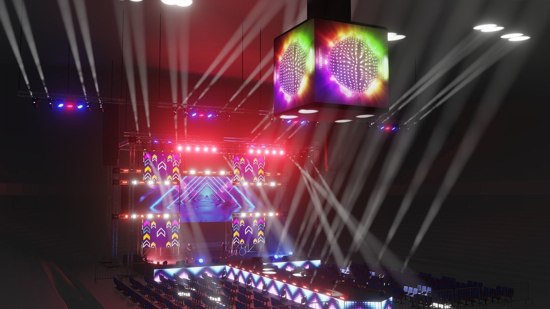 Arena concert animated stage scene EEVEE render 3D model animated ...