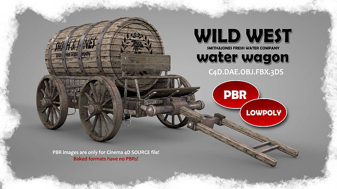 3D model Wild West Water Wagon VR / AR / low-poly | CGTrader