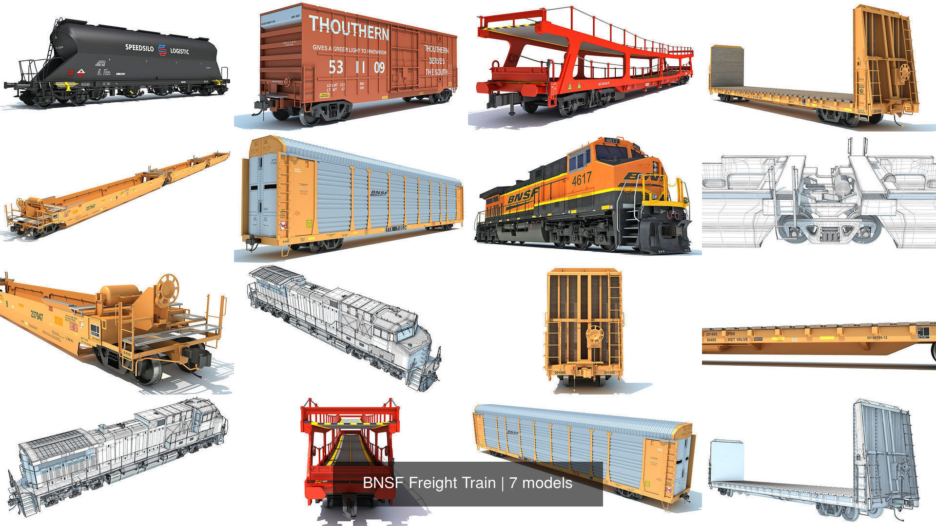 BNSF Freight Train 3D Model Collection | CGTrader