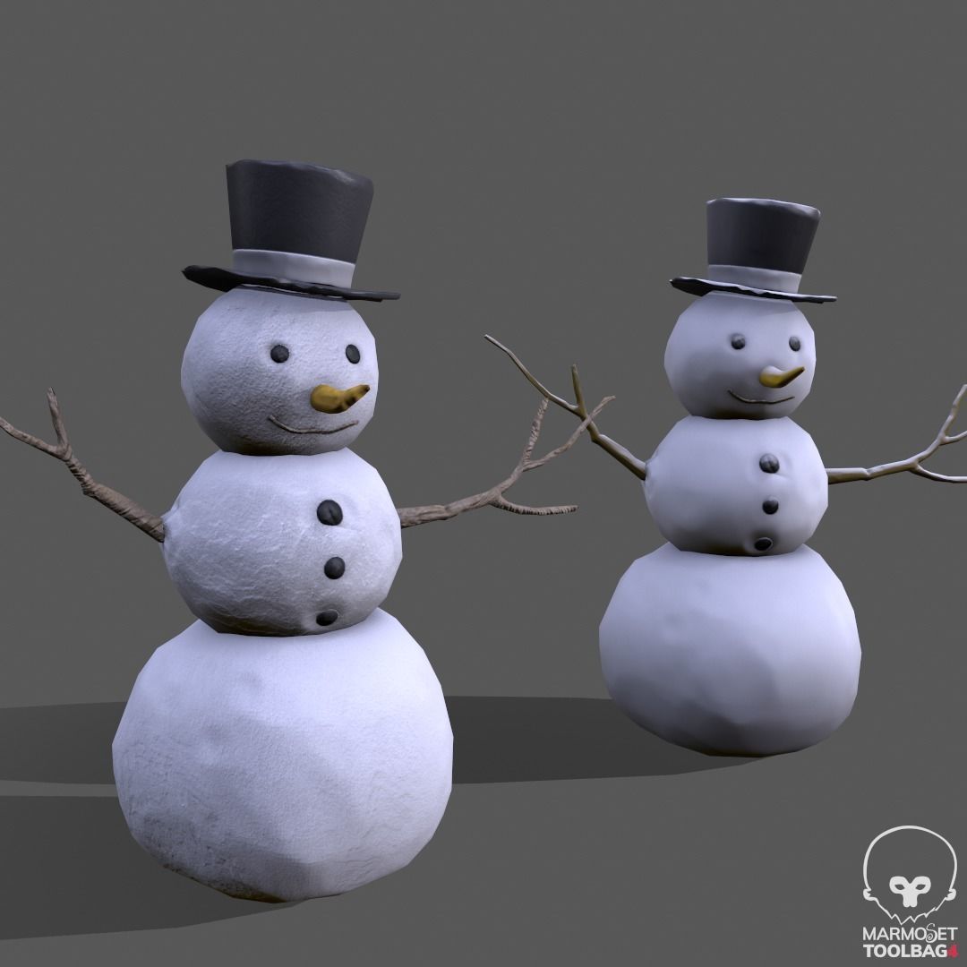3D model low poly snowman with hat VR / AR / low-poly | CGTrader