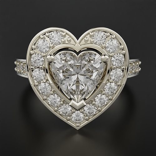 Heart shape Engagement Ring 3D model 3D printable | CGTrader