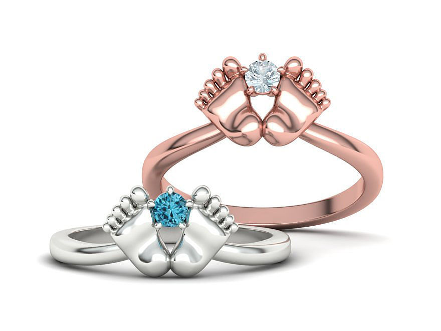 Baby Foot Ring Newborn Ring Birthstone 3dmodel 3D model 3D printable ...