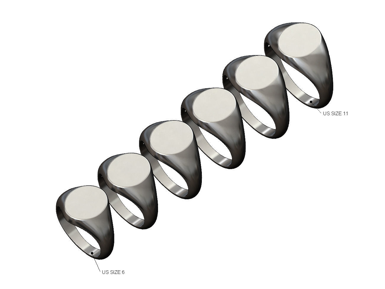 Small 12x10mm oval signet ring 3D model 3D printable | CGTrader