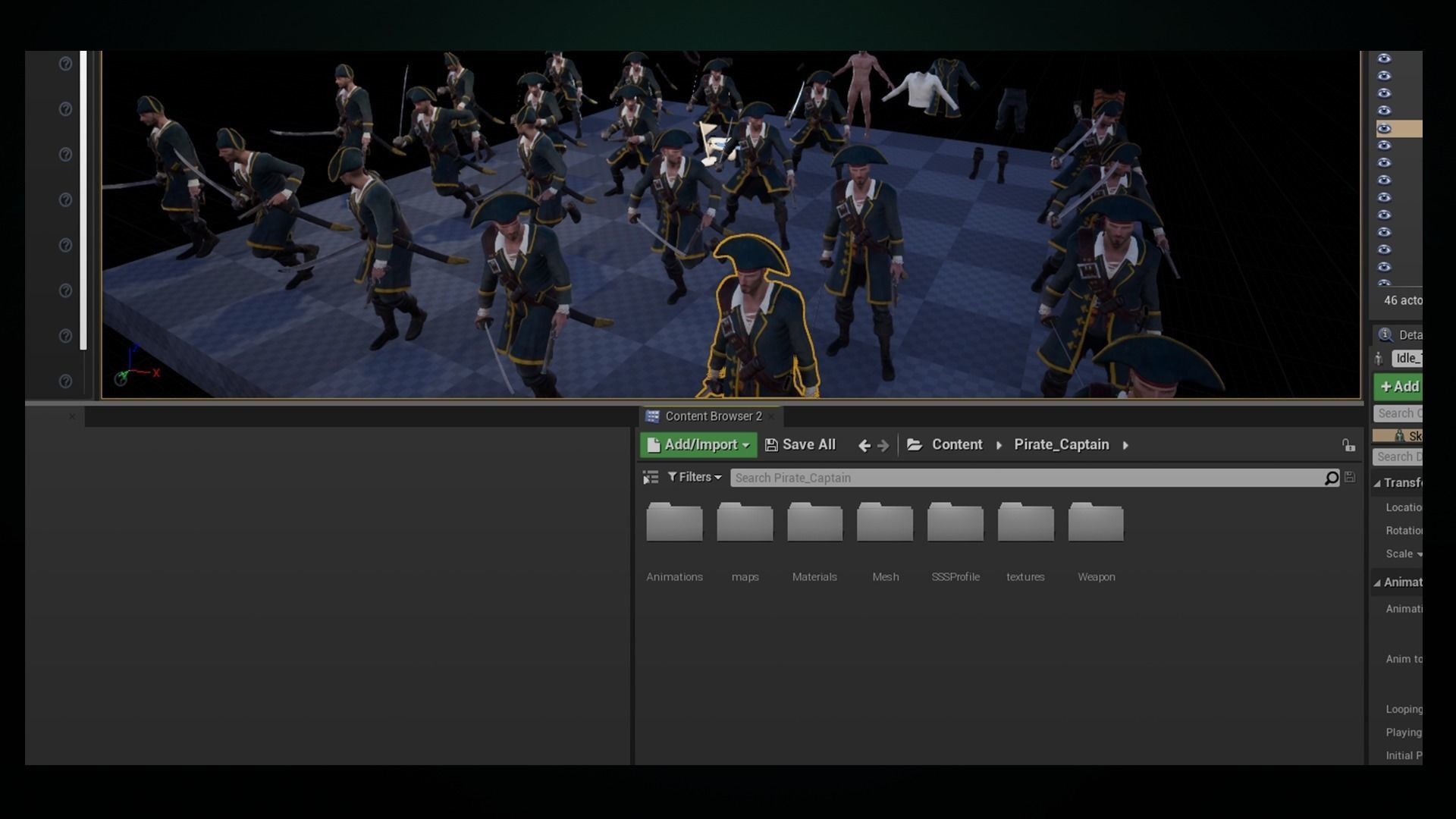 3D model Pirate Captain Gameready with animations VR / AR / low-poly ...