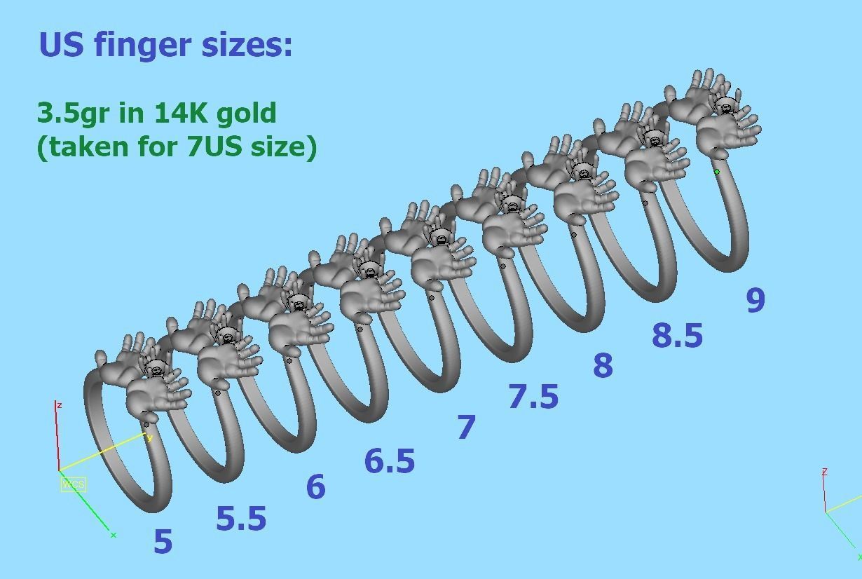 Baby Palms Ring Newborn Ring Birthstone 3dmodel 3D model 3D printable ...