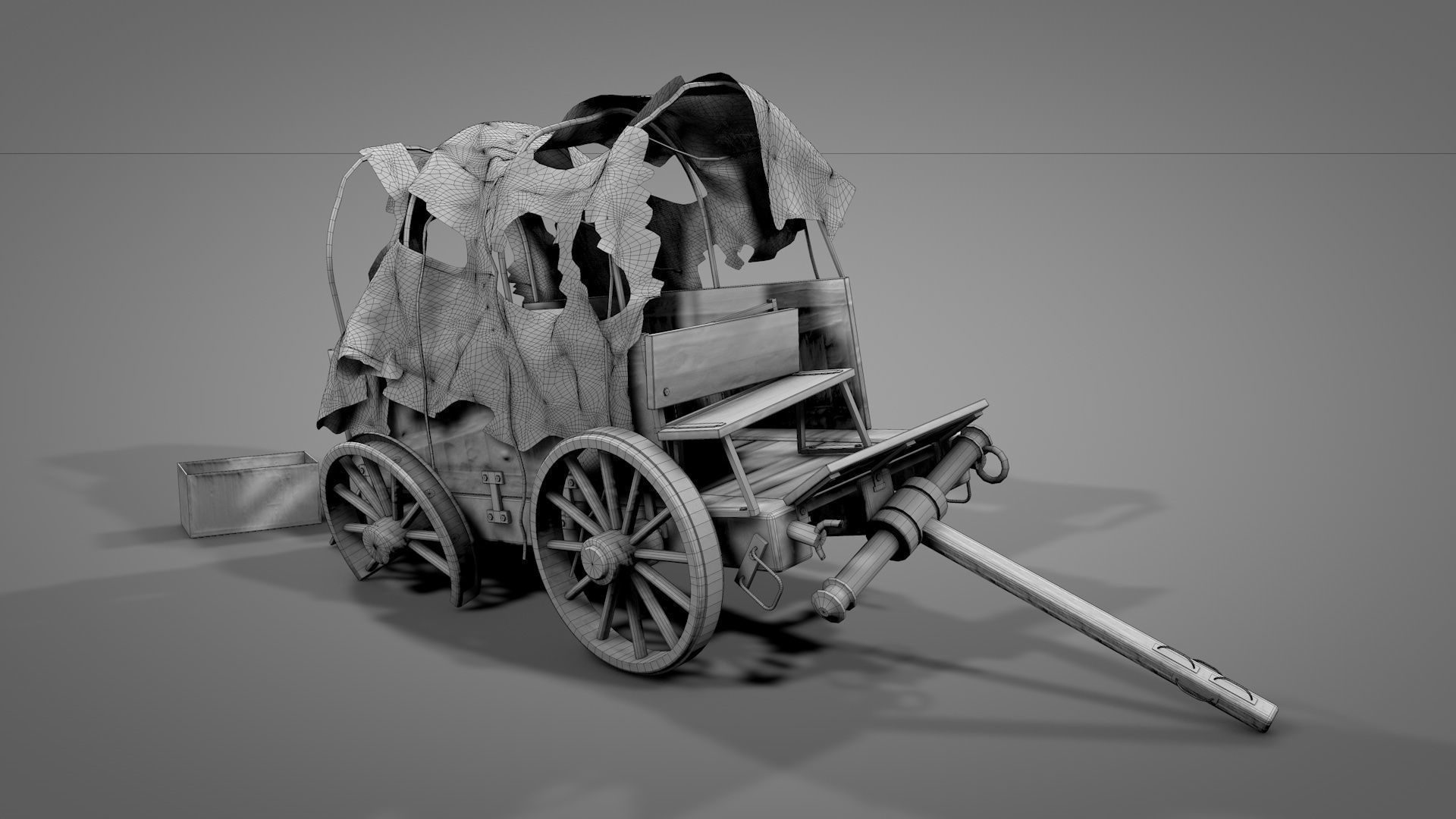 Wild West Damaged Wagon 3D model | CGTrader