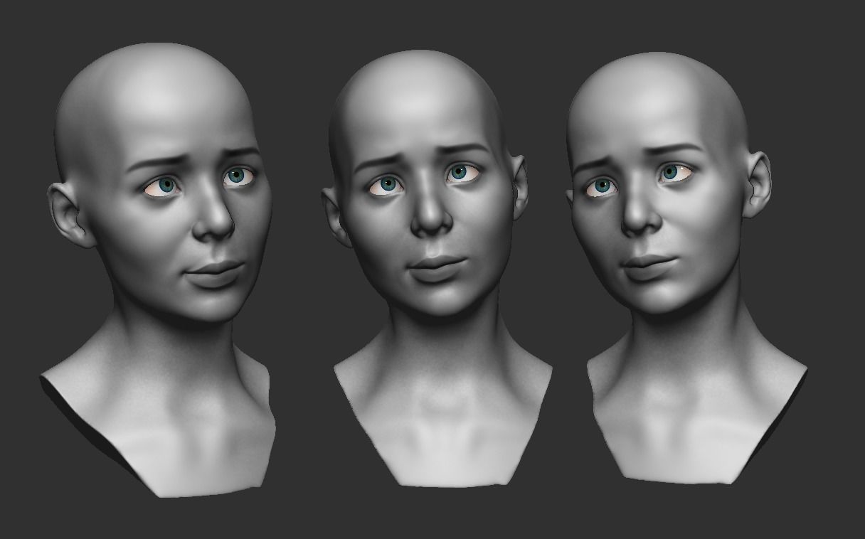 Emotion female head 3D model 3D printable | CGTrader