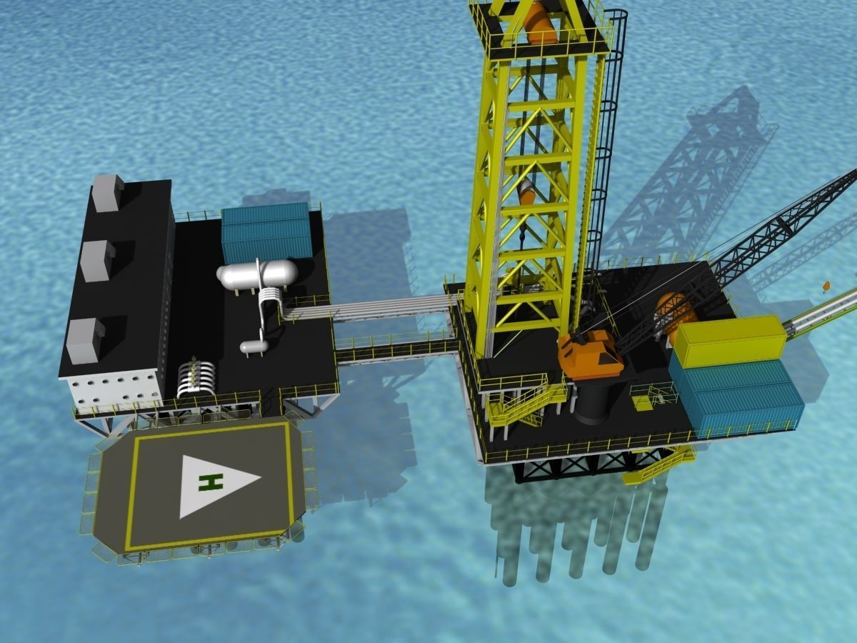 Offshore Oil Rig 3D model rigged | CGTrader