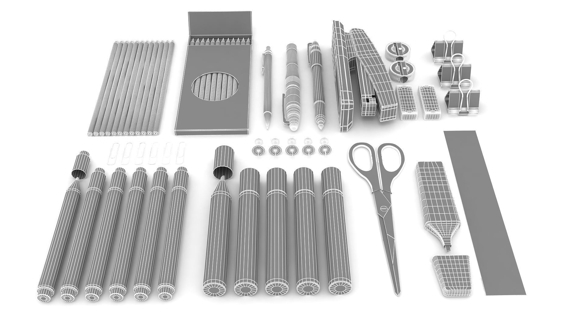 Stationary Collection office stationery kit 3D model | CGTrader