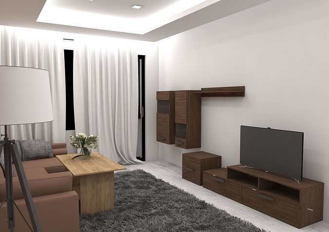 living room and bedroom 3D model 3D printable | CGTrader