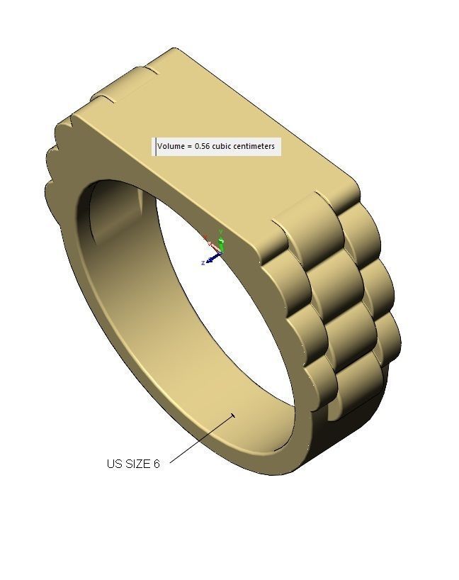 Watch links rectangular signet ring 3D model 3D printable | CGTrader