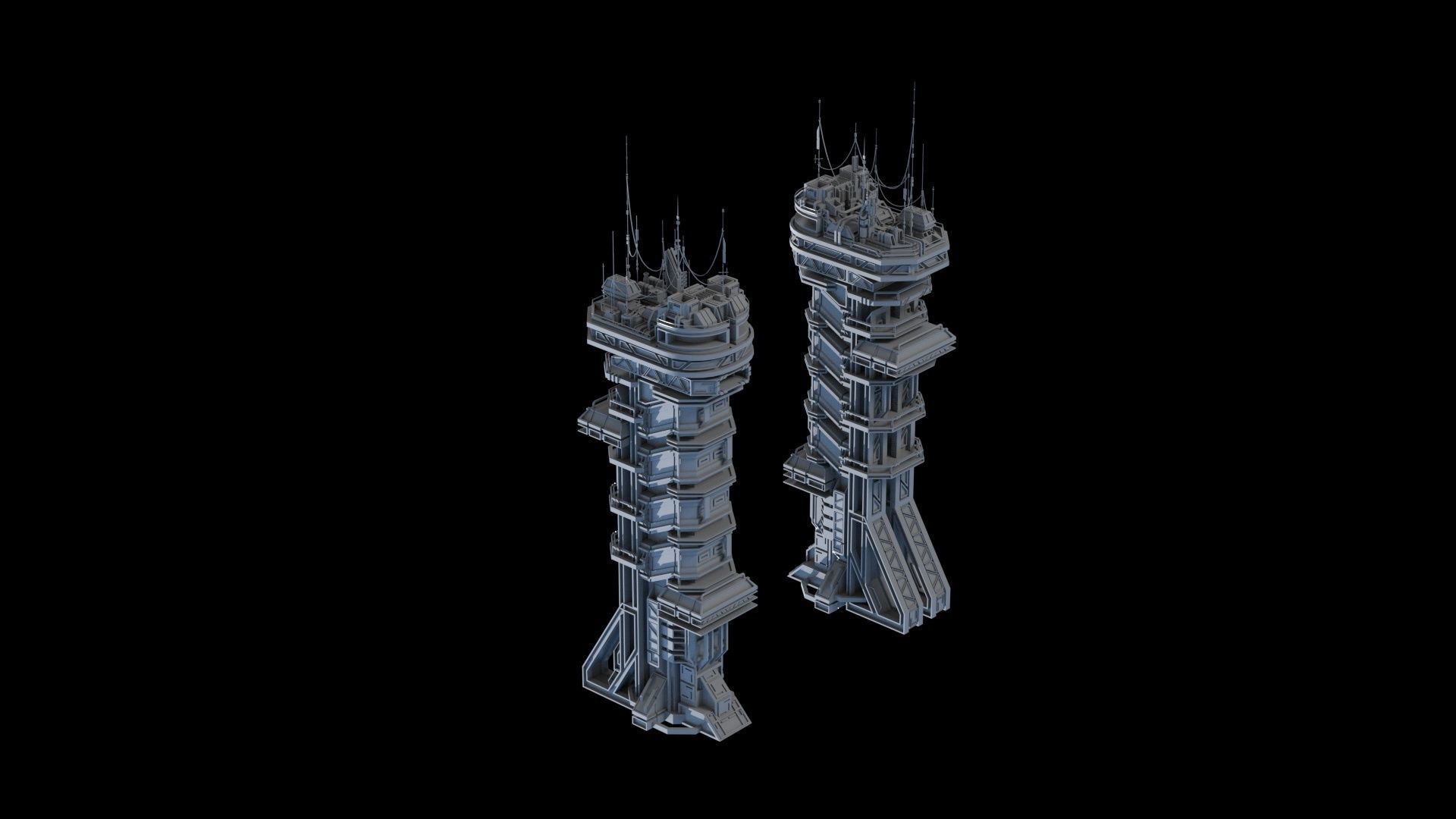 3D model Scifi building command center skyscraper VR / AR / low-poly ...