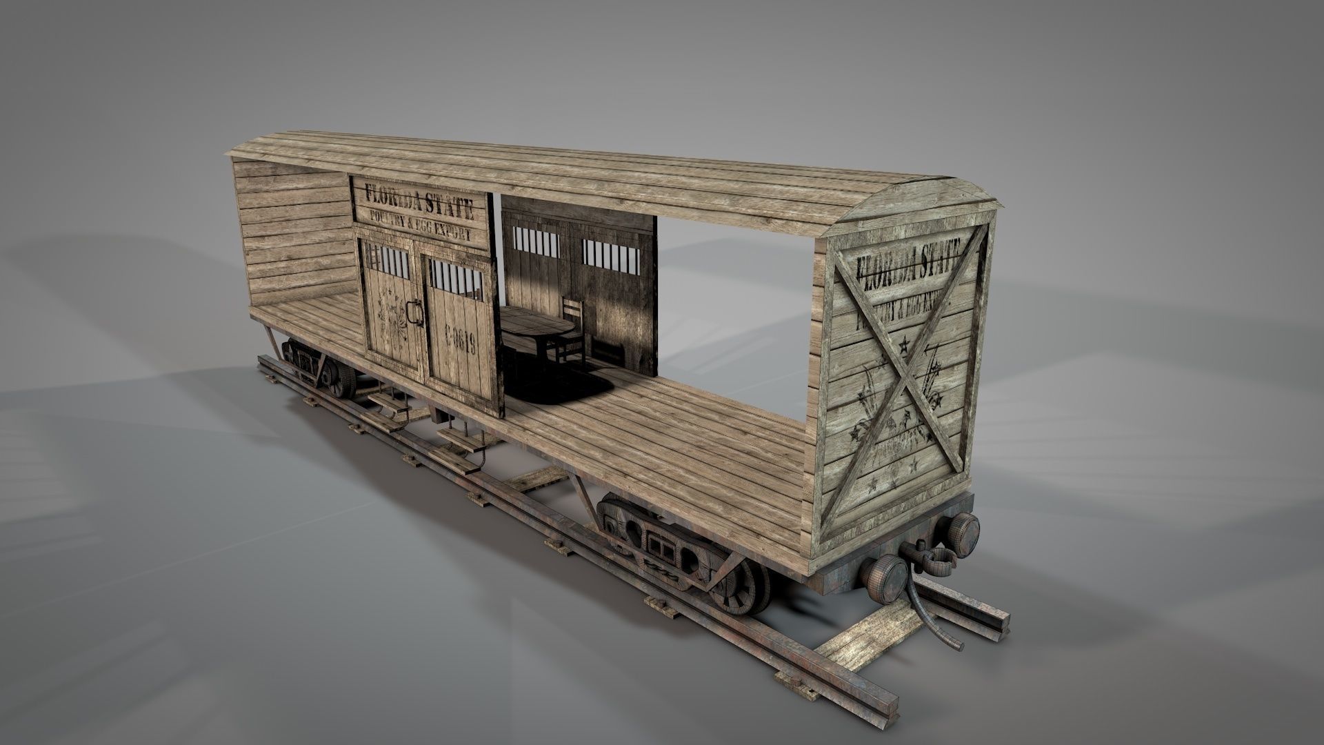 Poultry Train Car 3D model | CGTrader
