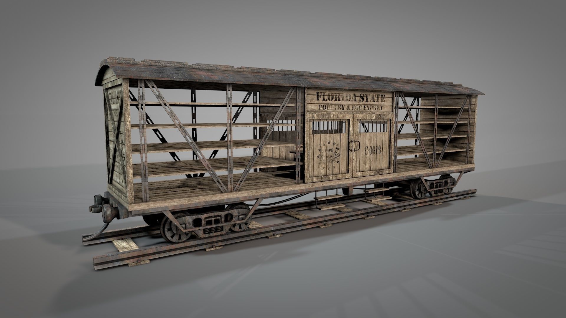Poultry Train Car 3D model | CGTrader