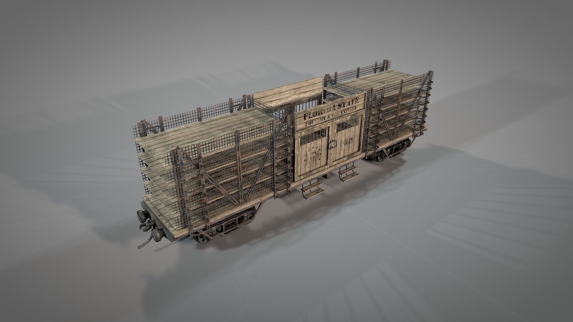 Poultry Train Car 3D model | CGTrader