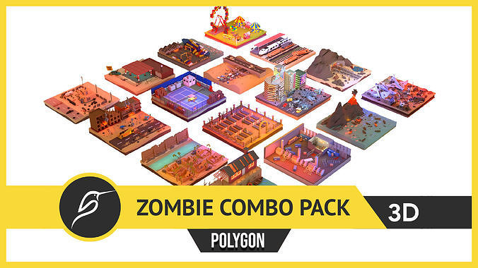 3D model Polygon Zombie Combo Pack VR / AR / low-poly | CGTrader