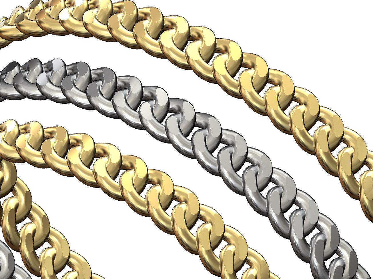 Solid 7mm wide Cuban chain link cuff bracelet 3D model 3D printable ...